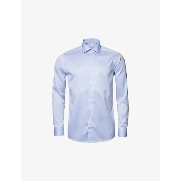 Eton Cutaway-collar Single-cuff Slim-fit Cotton-twill Shirt - Light Blue