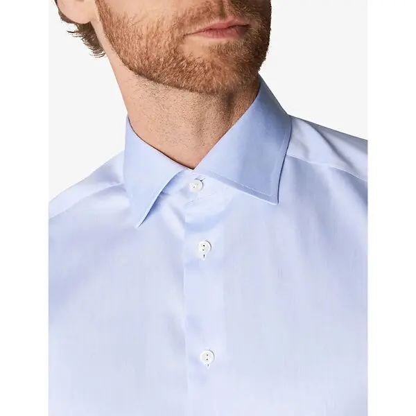 Eton Cutaway-collar Single-cuff Slim-fit Cotton-twill Shirt - Light Blue