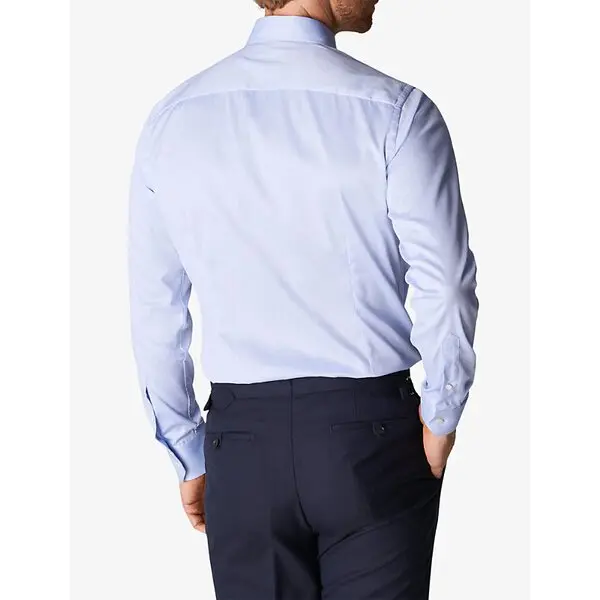 Eton Cutaway-collar Single-cuff Slim-fit Cotton-twill Shirt - Light Blue