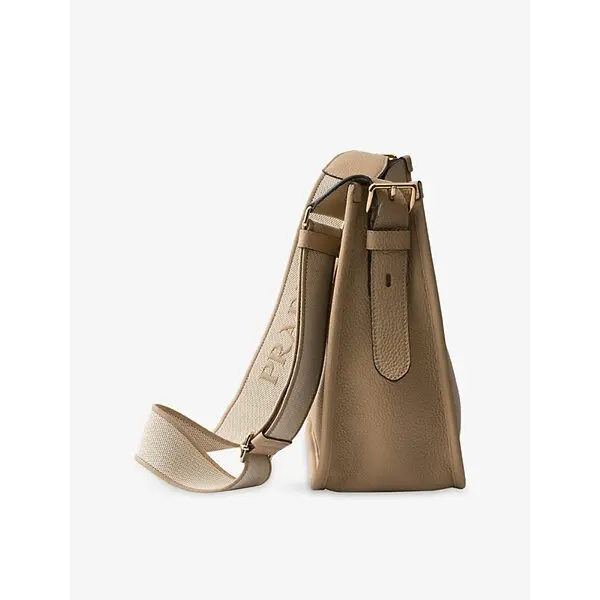 Prada Logo-plaque Medium Leather Shoulder Bag - Brown