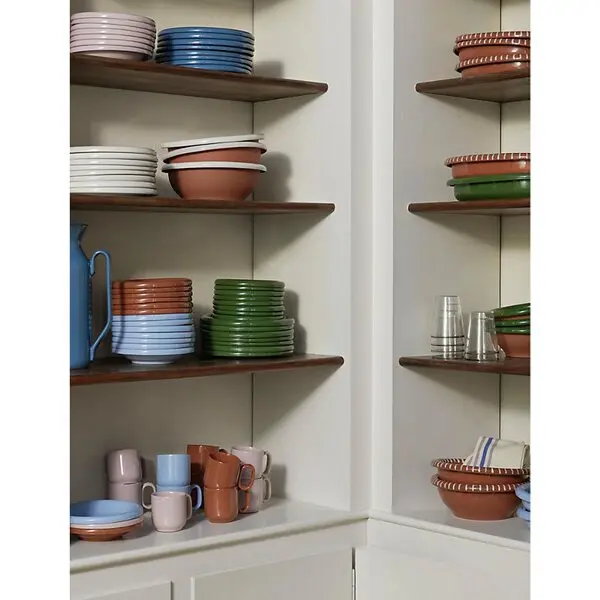 HAY Barro Small Striped Terracotta Oval Dish - Light Blue
