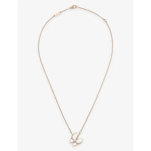 Van Cleef & Arpels Two Butterfly Necklace In 18ct Rose Gold With Mother-of-pearl And Diamonds - Pink Gold
