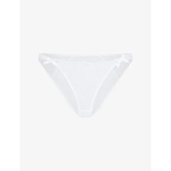 Agent Provocateur Rosia Bow-embroidered Mid-rise Woven Briefs - White