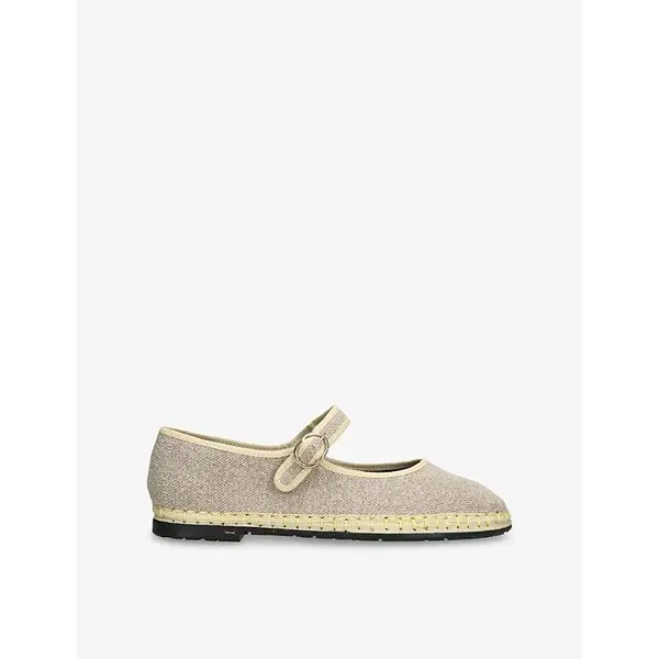 FLABELUS Imelda Linen Ballet Flats - Bone/comb