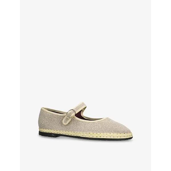 FLABELUS Imelda Linen Ballet Flats - Bone/comb
