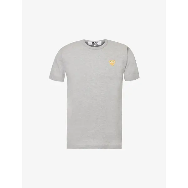 Play Comme Des Garcon Logo-embroidery Cotton-jersey T-shirt - Grey