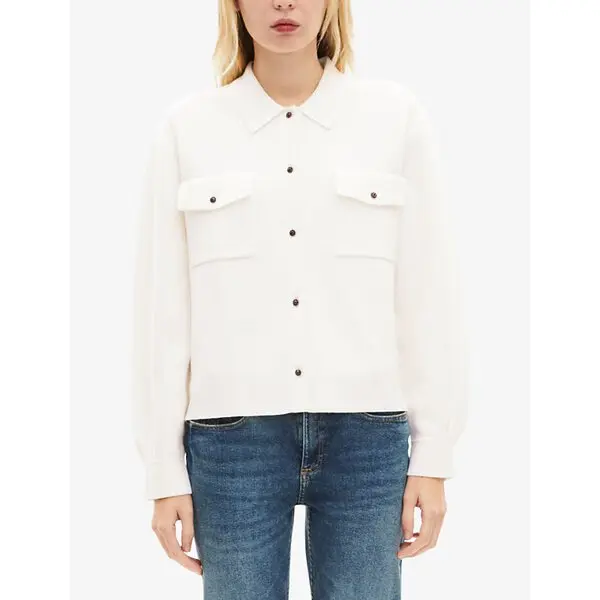 The Kooples Collared Wool And Cotton-blend Cardigan