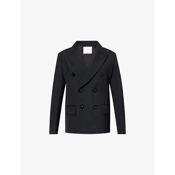 Sacai Peak Lapel Double-breasted Pleated Jacket