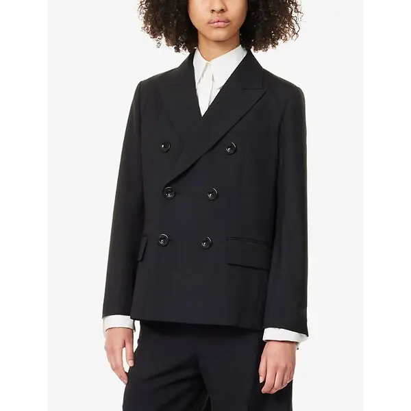 Sacai Peak Lapel Double-breasted Pleated Jacket