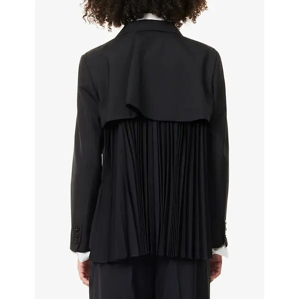 Sacai Peak Lapel Double-breasted Pleated Jacket