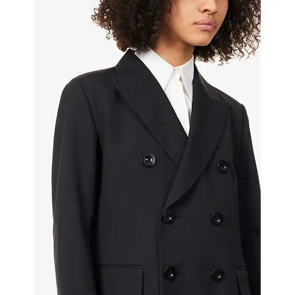 Sacai Peak Lapel Double-breasted Pleated Jacket