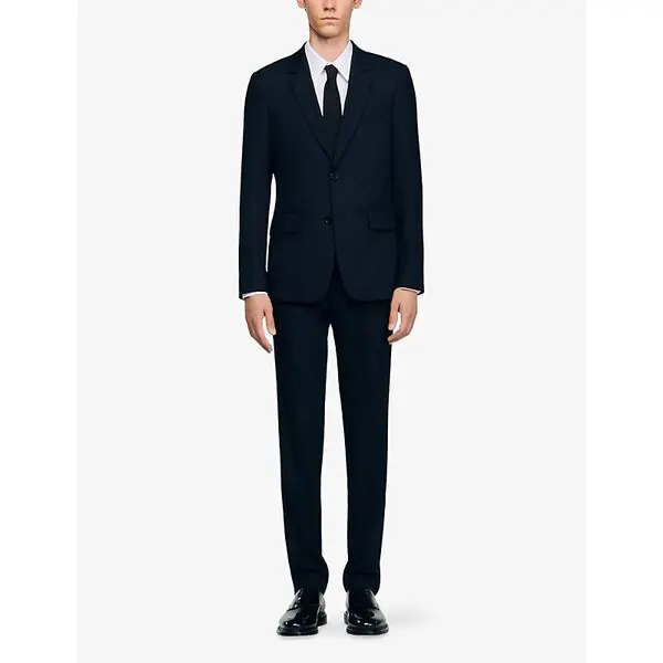 Sandro Single-breasted Wool Blazer - Bleus