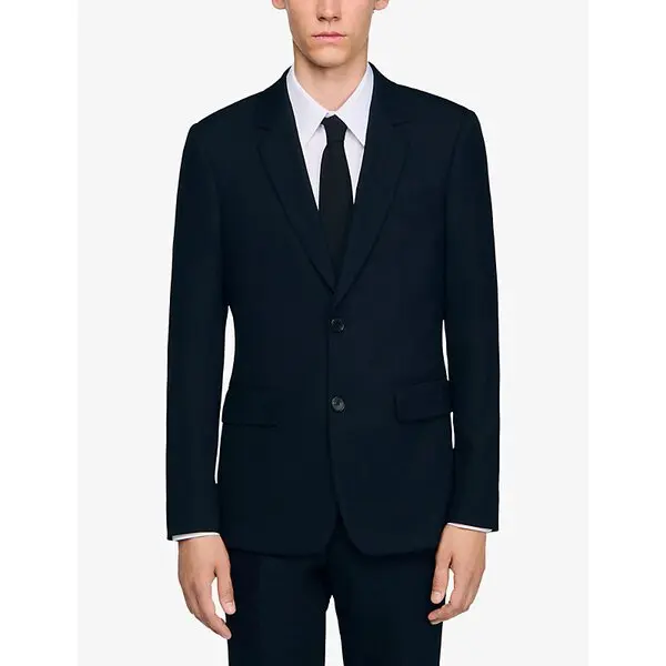 Sandro Single-breasted Wool Blazer - Bleus