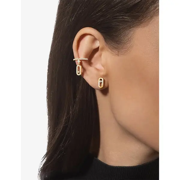 Messika Move Uno Pavé 18ct Gold And Diamond Ear Climber - Yellow
