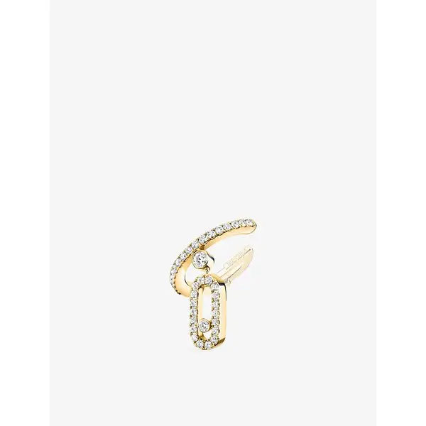Messika Move Uno Pavé 18ct Gold And Diamond Ear Climber - Yellow