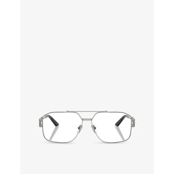 Versace Rectangle Full Rim Metal Glasses