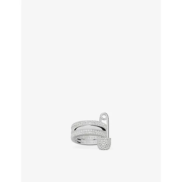 APM MONACO Love, Smile, Bonheur Safety Pin Ring - Silver