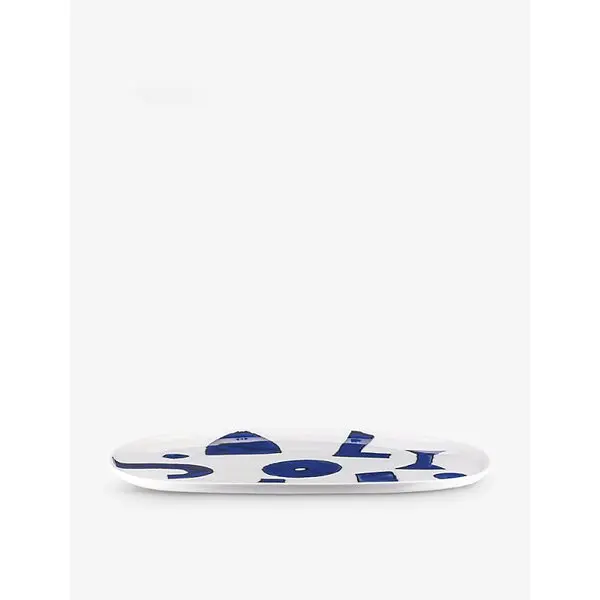 ALESSI Itsumo Oval Porcelain Serving Plate 36cm - Blue