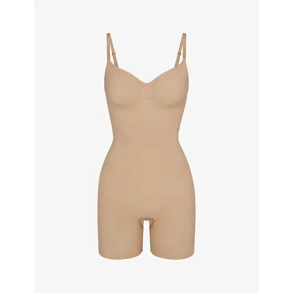 SKIMS Sculpt Ruched Stretch-woven Body - Clay