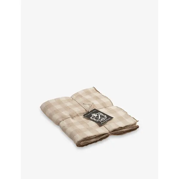 Maison De Vacances Vintage Vichy Linen Tablecloth 170cm X 240cm - Creme
