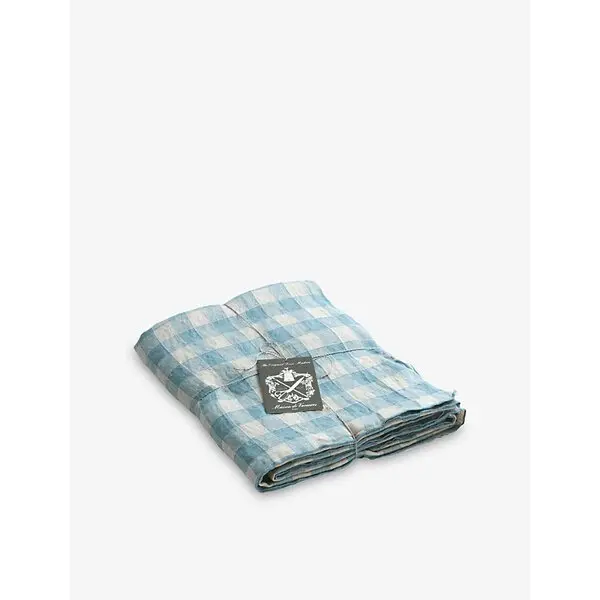 Maison De Vacances Vintage Vichy Linen Tablecloth 170cm X 240cm - Nuage