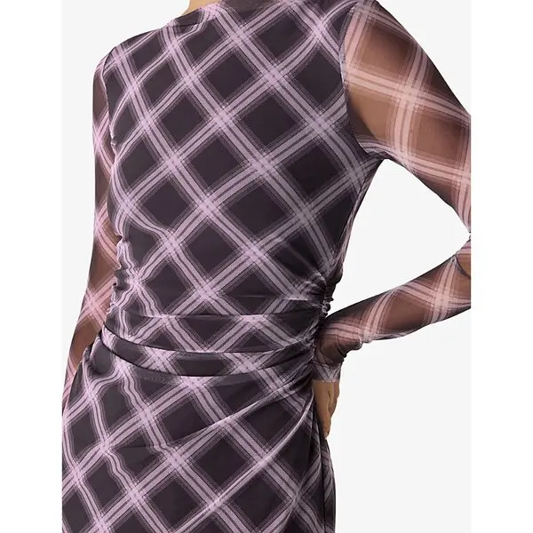 Whistles Check Mesh Midi Dress
