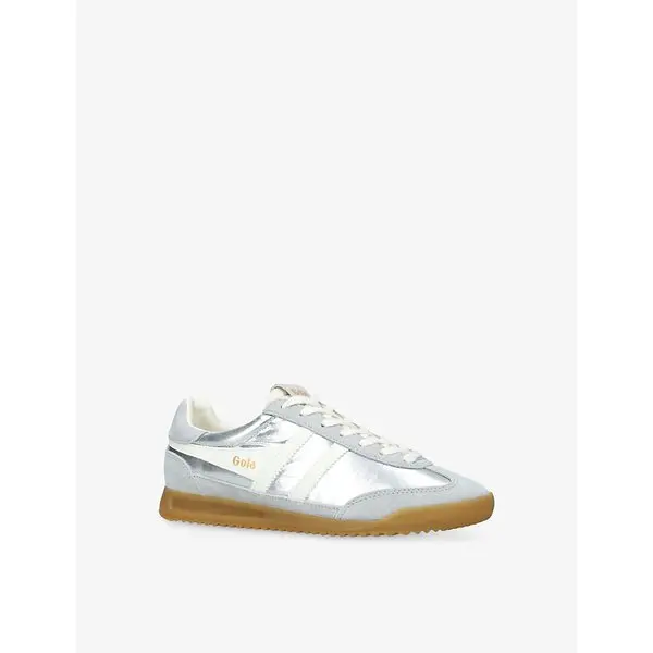 Gola Firefly Metallic Woven And Suede Trainers - Silver