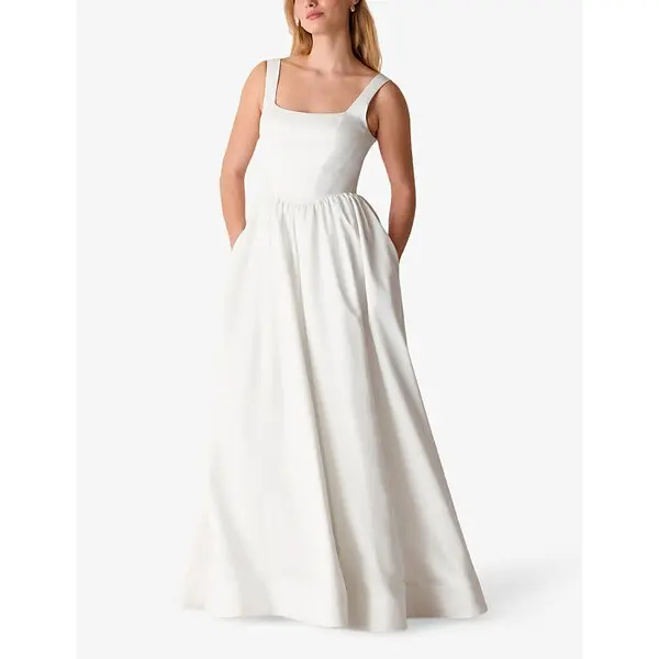 Whistles Lettie Square-neck Woven Maxi Wedding Dress
