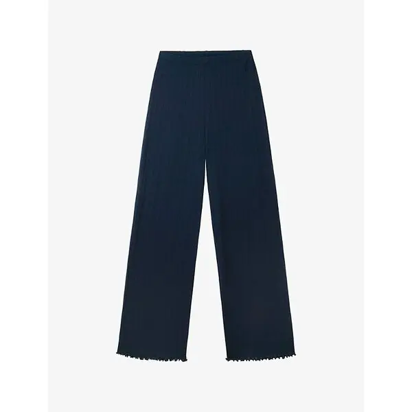 THE WHITE COMPANY Pointelle Stretch-jersey Trousers - Navy