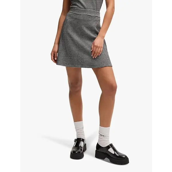 Hugo Jacquard Slim-fit High-rise Stretch-jersey Mini Skirt