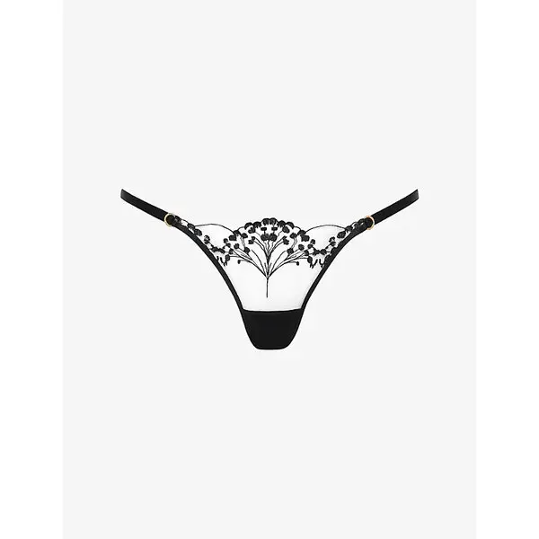 Bluebella Marisa Embroidered Mesh Briefs - Black/sheer