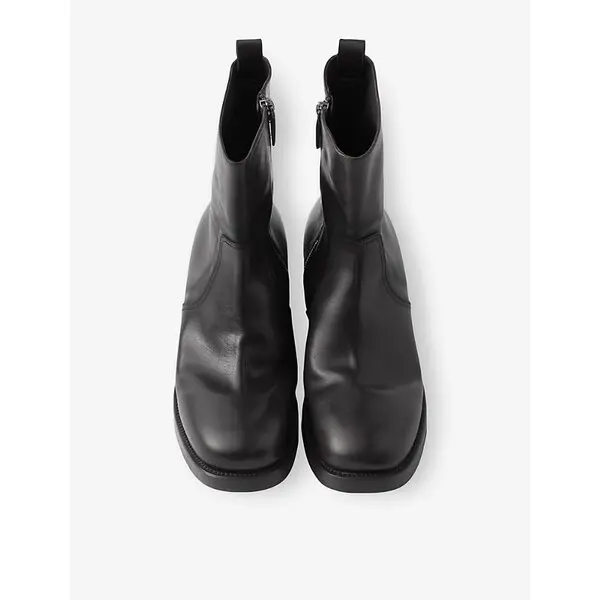 Prada Round-toe Leather Mid-calf Boots