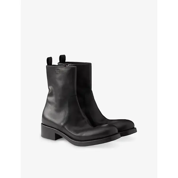 Prada Round-toe Leather Mid-calf Boots