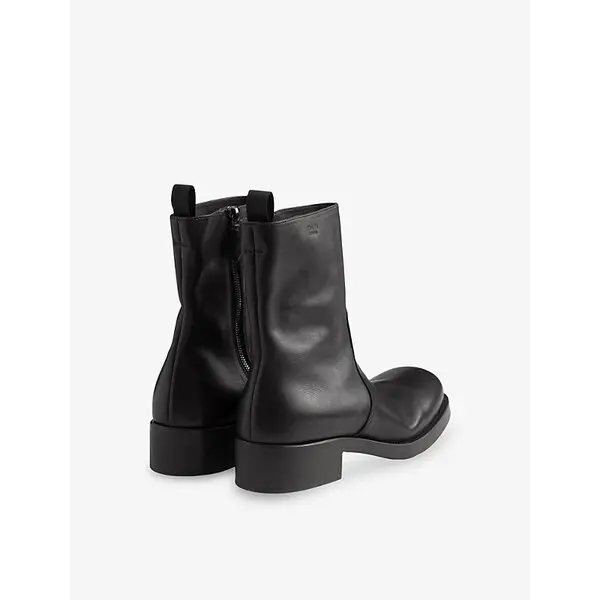 Prada Round-toe Leather Mid-calf Boots
