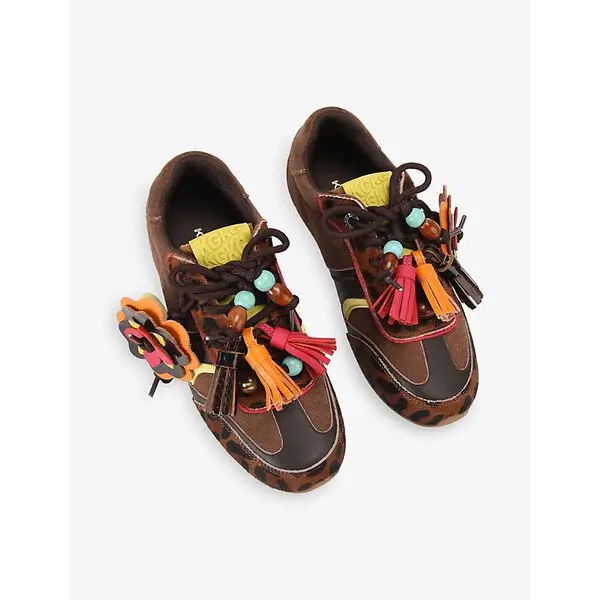 Kurt Geiger Lennon Embellished Suede Trainers