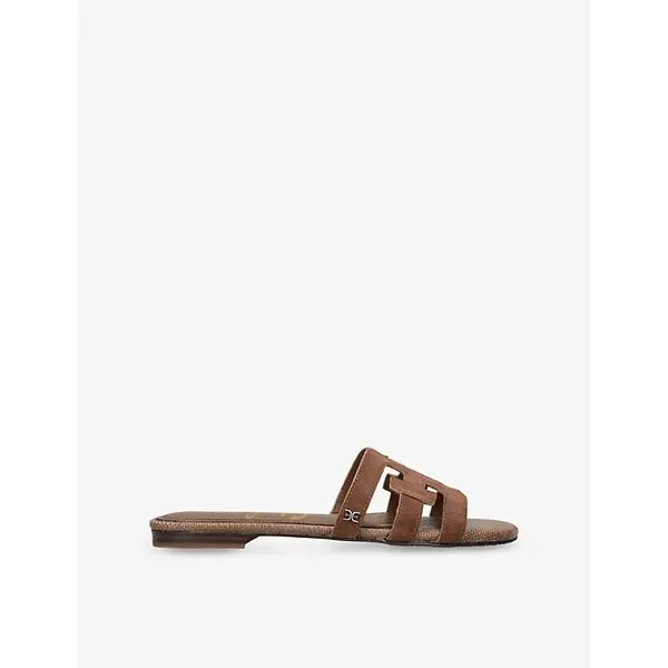 Sam Edelman Suede Monogram Strap Sandals - Brown