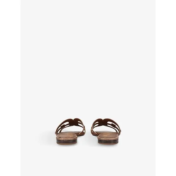 Sam Edelman Suede Monogram Strap Sandals - Brown