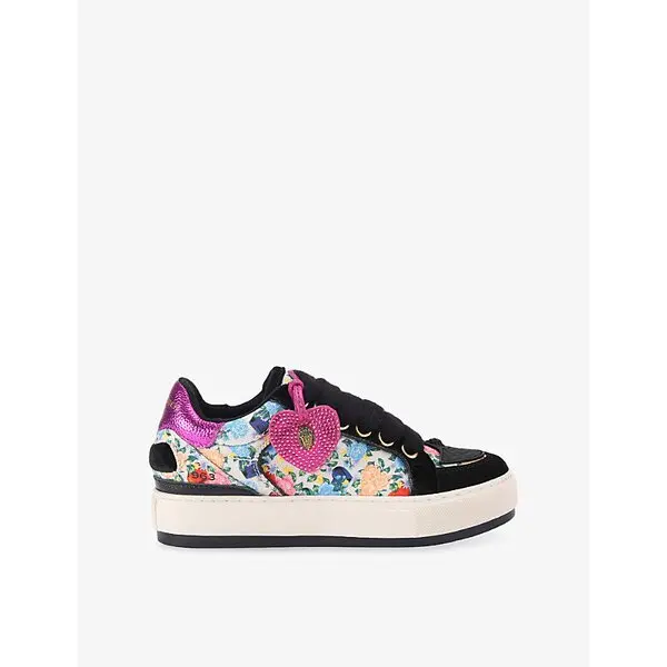 Kurt Geiger Southbank Floral Print Lace-up Trainers - Black/comb