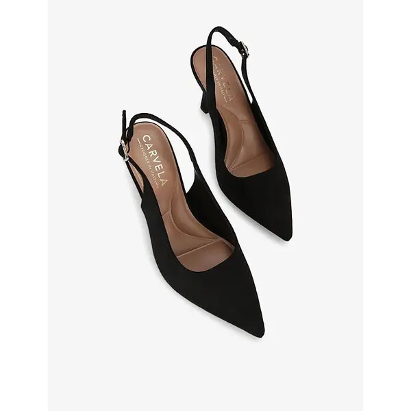 Carvela Corletta Slingback Logo-embellished Woven Heeled Courts