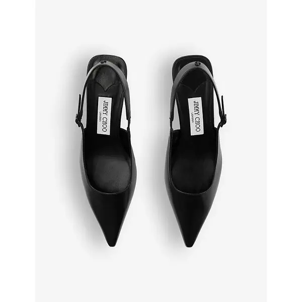 JIMMY CHOO Amel 50 Slingback Leather Heeled Courts