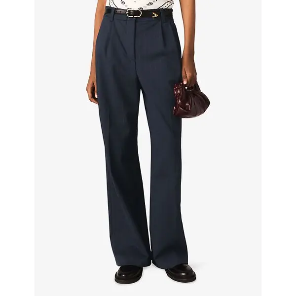 Maje Pinstriped Wide-leg Wool-blend Trousers