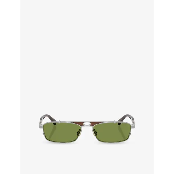 Brunello Cucinelli Rectangular-frame Metal Sunglasses - Silver