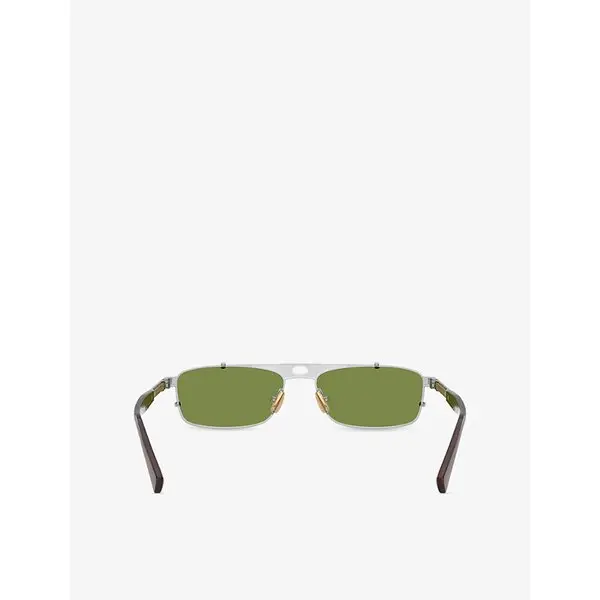 Brunello Cucinelli Rectangular-frame Metal Sunglasses - Silver