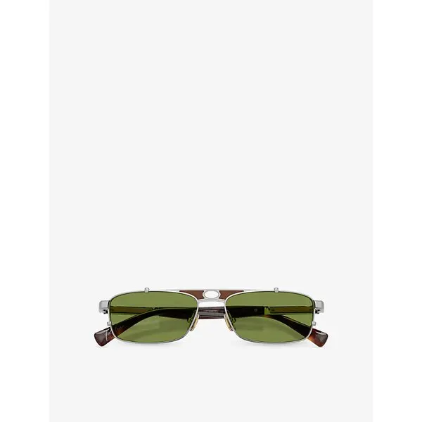 Brunello Cucinelli Rectangular-frame Metal Sunglasses - Silver