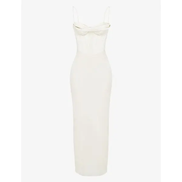 House Of Cb Corset Satin Maxi Dress - Ivory