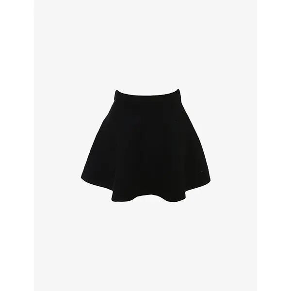 House Of Cb Rosina Flared Wool-blend Mini Skirt - Black