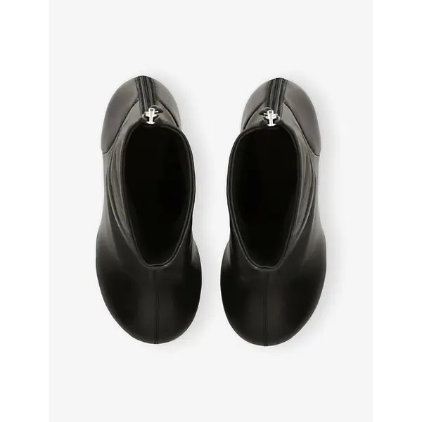 Amina Muaddi Iris 95 Leather Heeled Ankle Boots - Black