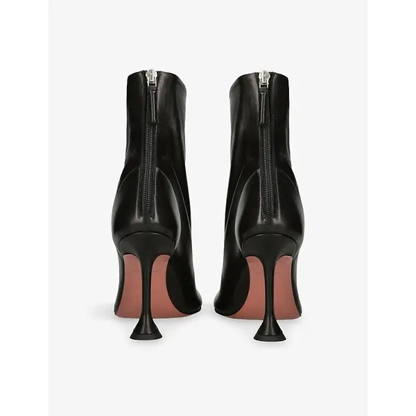 Amina Muaddi Iris 95 Leather Heeled Ankle Boots - Black