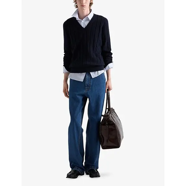 Prada Triangle Logo Light Denim Cargo Jeans