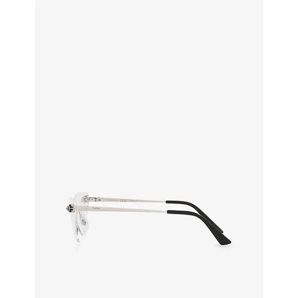Cartier Cat Eye Frame Metal Optical Glasses - Silver